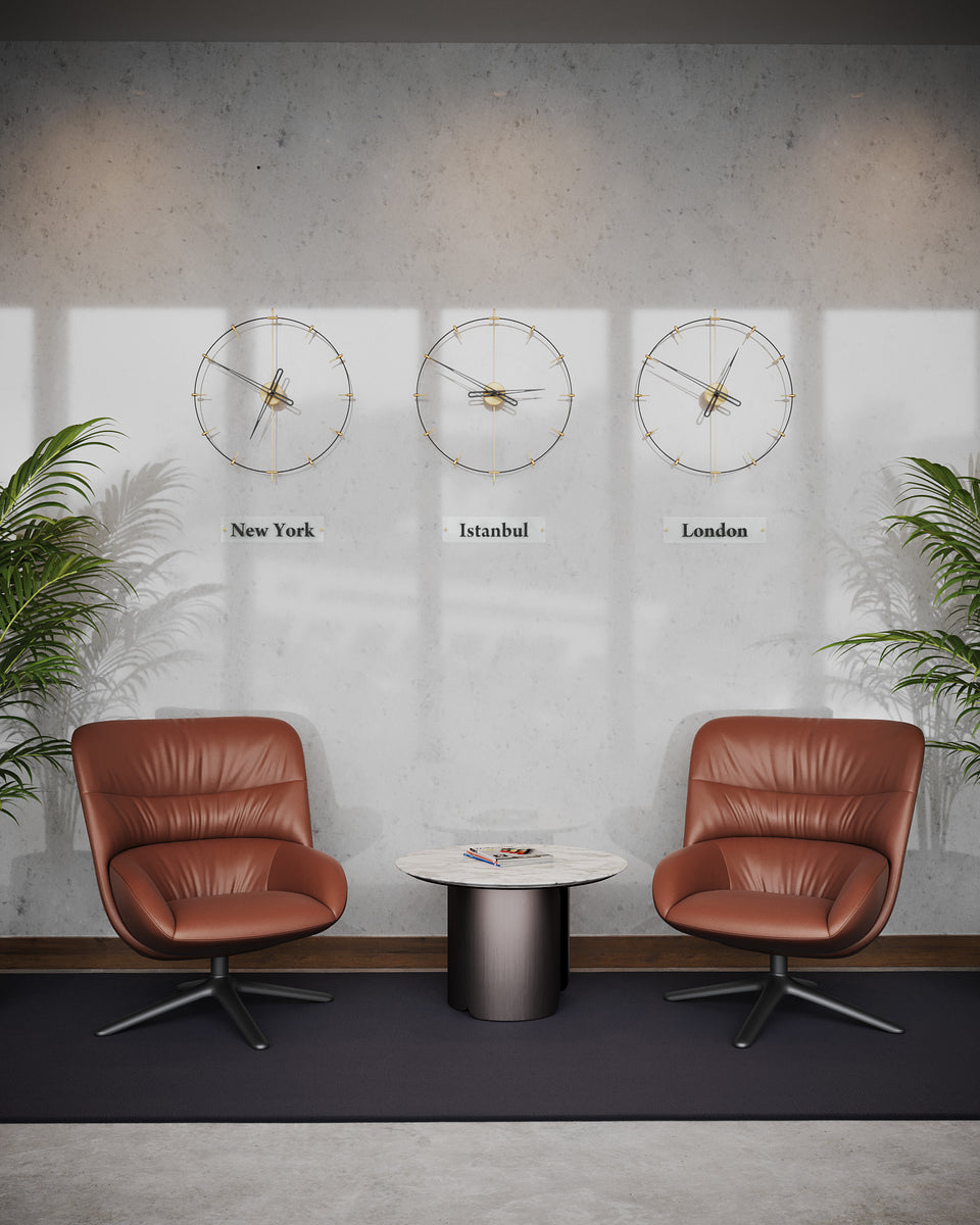 Massive Indicator Dünya Duvar Saatleri - Otel Lobi Saati